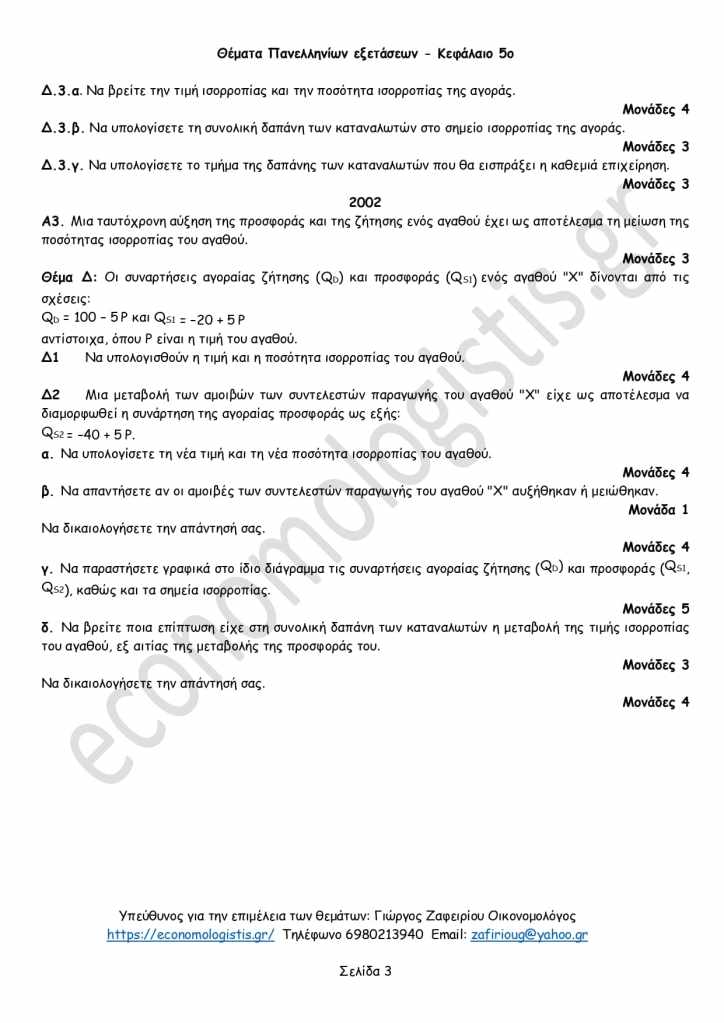 Κεφάλαιο 5ο θέματα εξετάσεων – Μαθήματα Οικονομίας και Λογιστικής